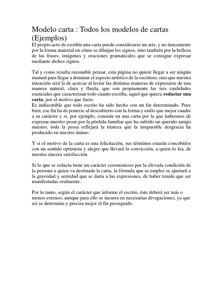 Modelos y consejos para redactar cartas | PDF | Escritura | Ciencia ...