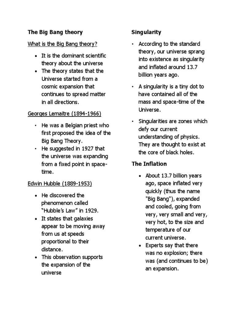 The Big Bang Theory Pdf Big Bang Universe