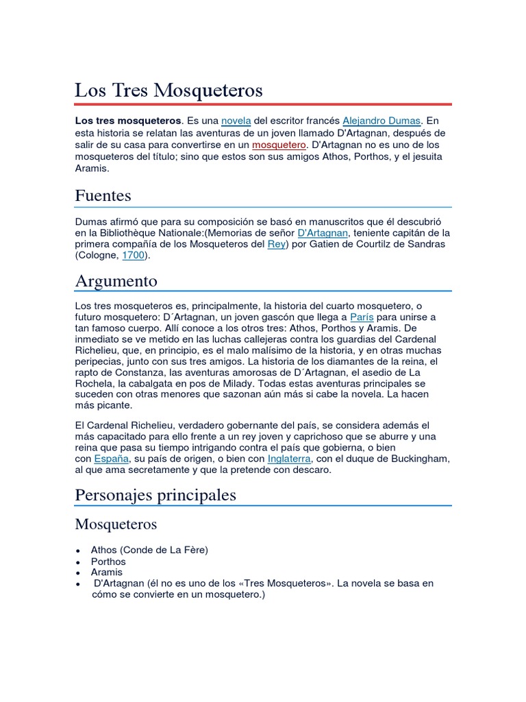 Los Tres Mosqueteros Fernanda | PDF | Los tres mosqueteros | Alexandre ...