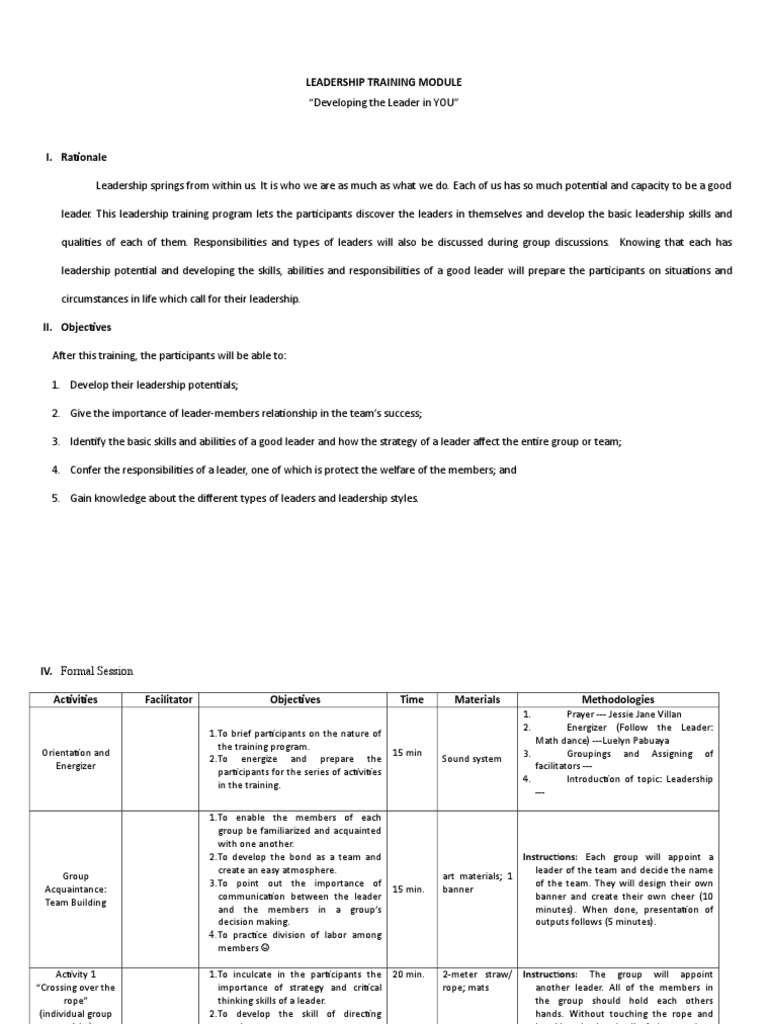 Leadership Training Module | Download Free PDF | Leadership ...