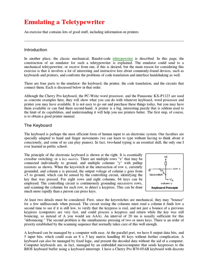 Emulating A Teletypewriter | PDF | Printer (Computing) | Office Equipment