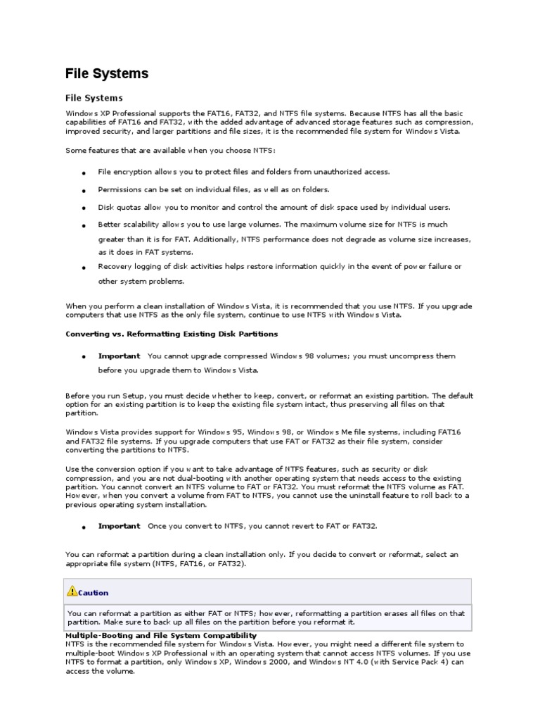 File Systems | File System | Microsoft Windows