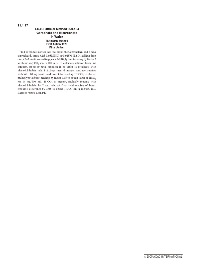 920.194 Carbonate and Bicarbonate in Water | PDF