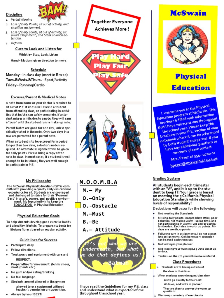 Brochure 2019-2020 | PDF | Physical Education | Homework