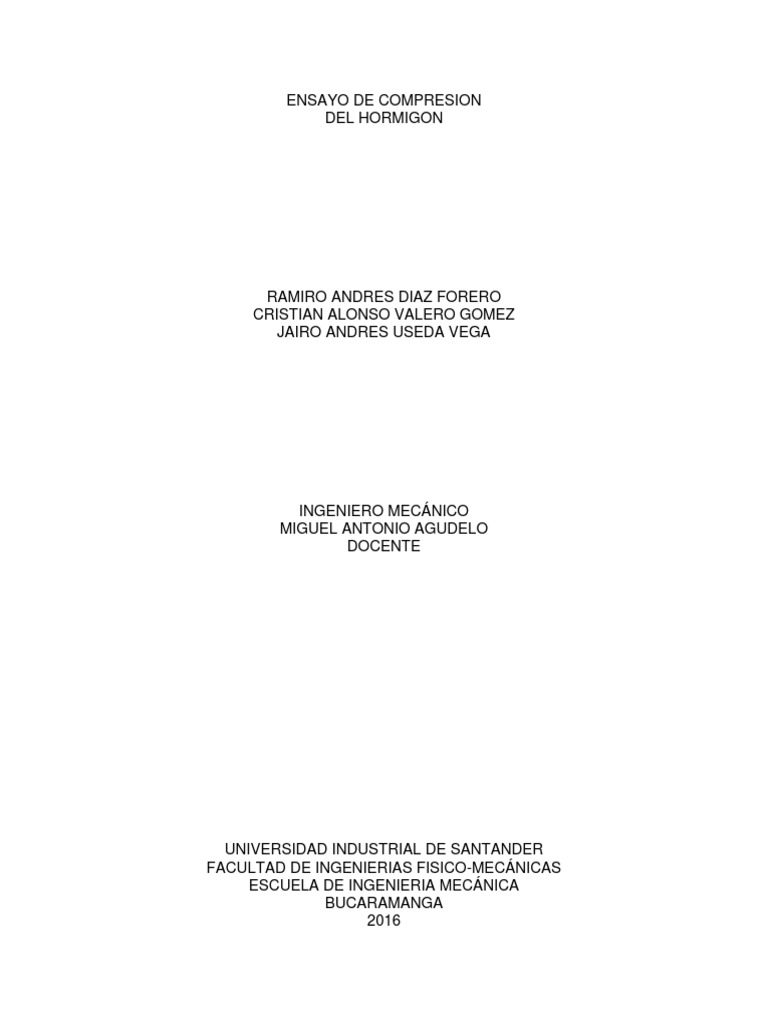 Ensayo de Compresion Hormigon | PDF | Hormigón | Química
