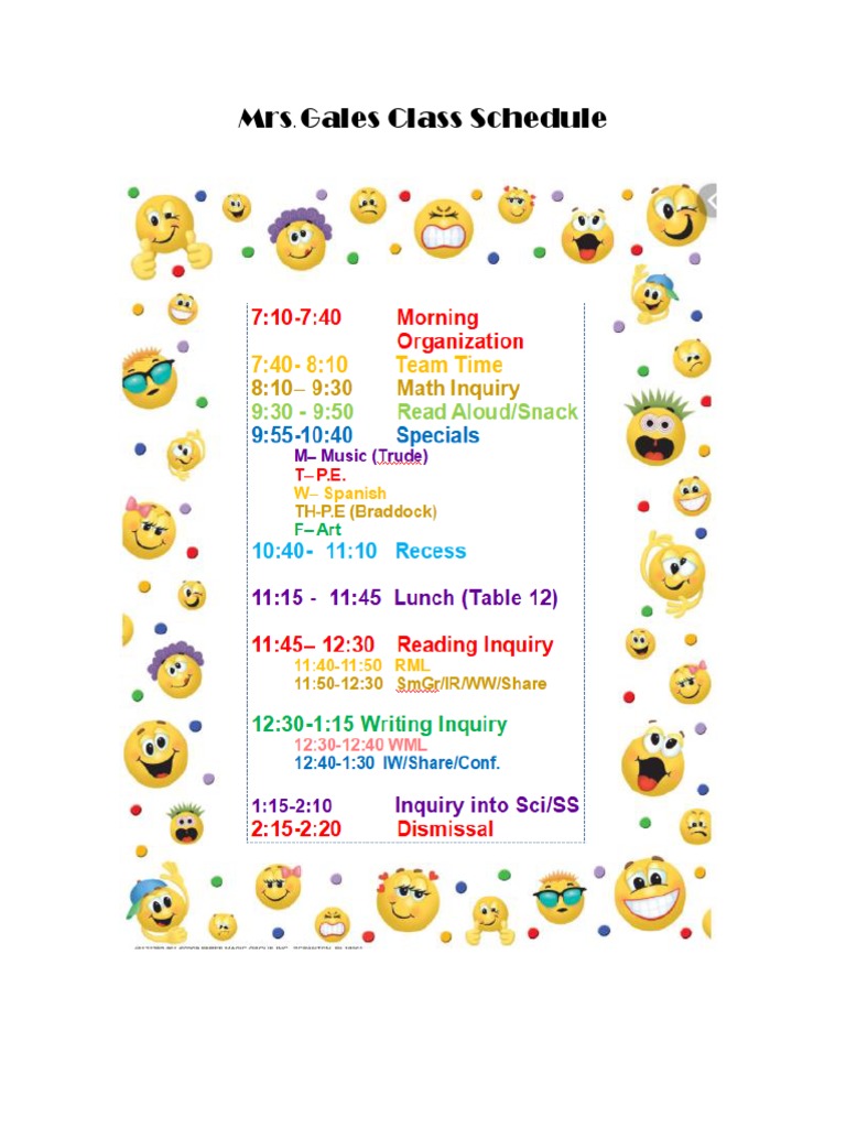 Class Scedule 2019-2020 | PDF