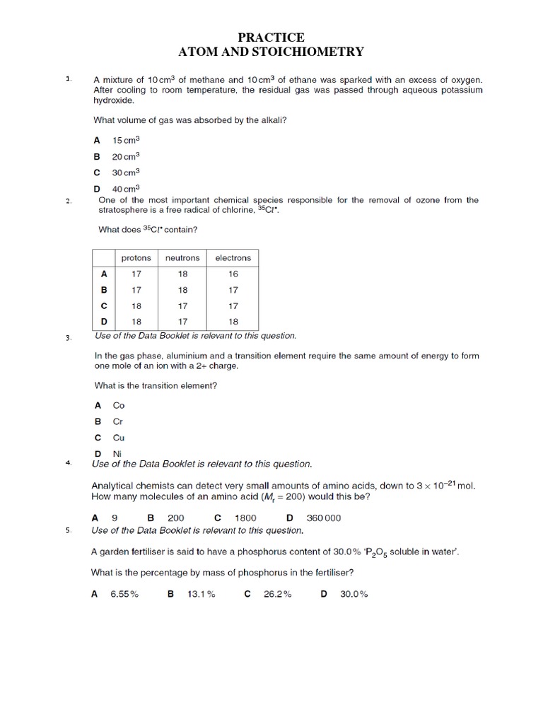 Atom and Stoichiometry | PDF