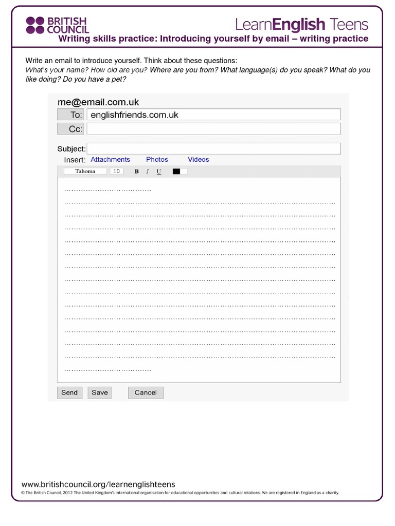 Introducing Yourself by Email - Writing Practice 3 PDF | PDF