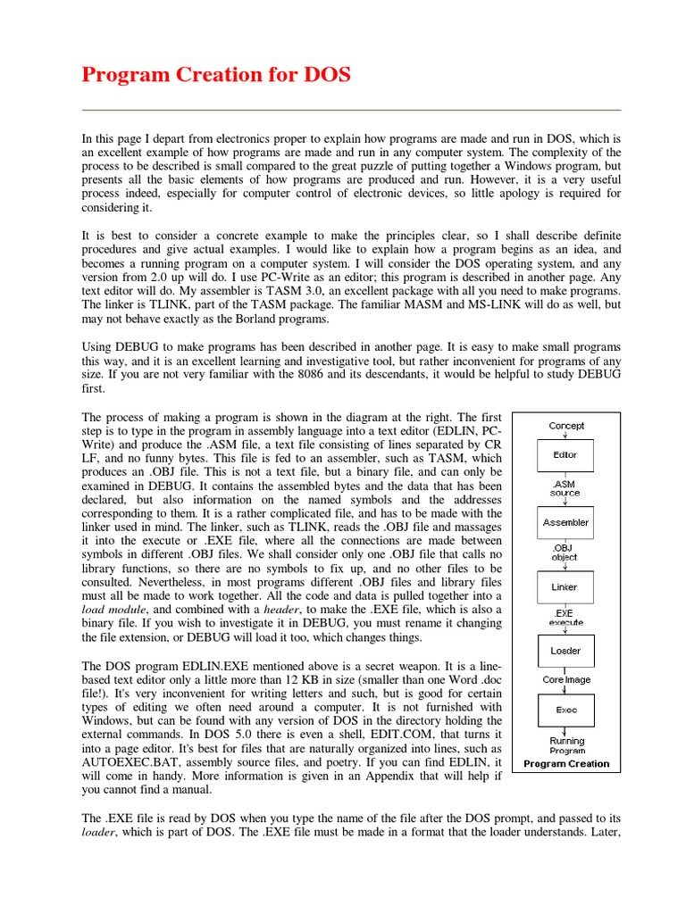 Program Creation For DOS | PDF | Pointer (Computer Programming ...
