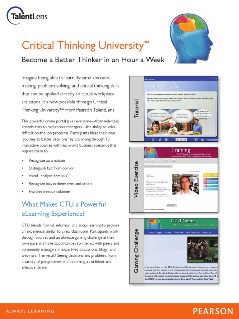Critical Thinking University Brochure | PDF | Critical Thinking ...