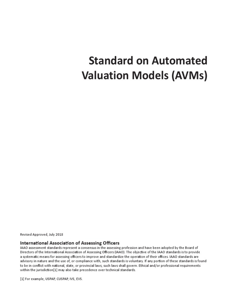 Avm Standard 2018 | PDF | Real Estate Appraisal | Data Analysis