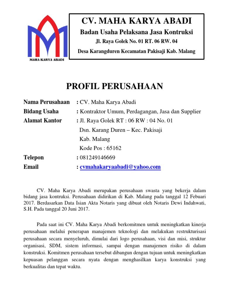 CV Maha Karya Abadi | PDF