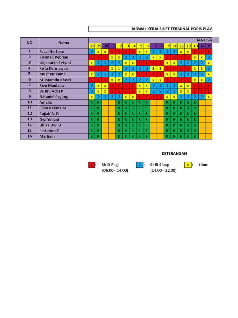 Contoh Jadwal Shift Kerja Pdf