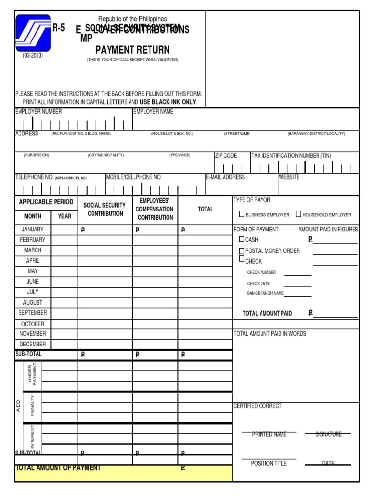 SSSForms ER Contribution Payment | PDF | Money Order | Employment