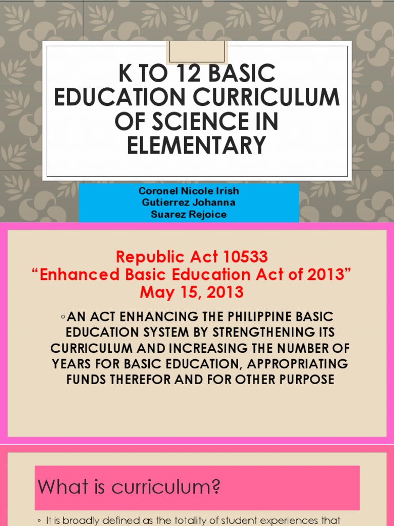 K To 12 Basic Education Curriculum of Science | PDF | Reproduction ...