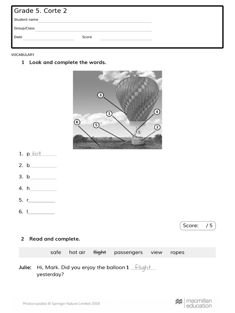 Grade 5. Corte 2: Look and Complete The Words. 1 | PDF