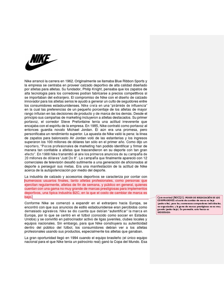 Caso Nike - 5 Fuerzas Solver | PDF | Nike | Marca