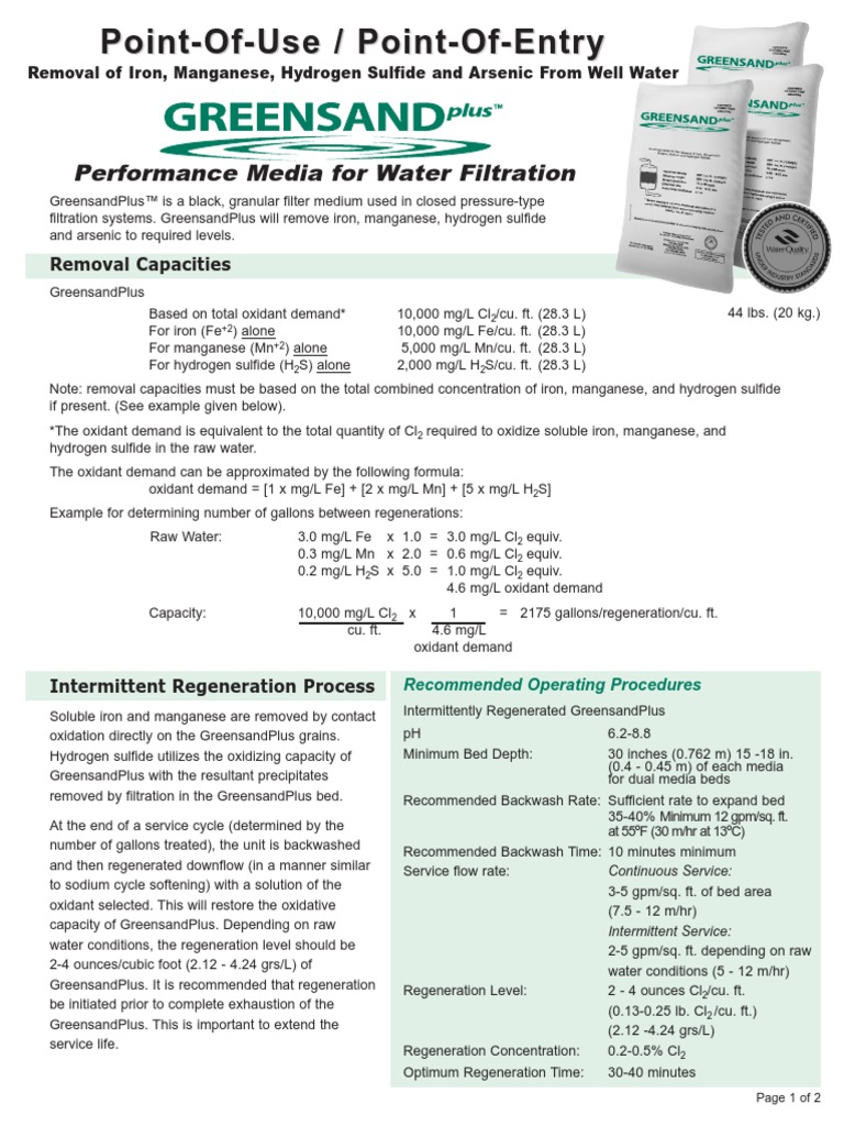 Point-Of-Use / Point-Of-Entry | PDF | Arsenic | Manganese