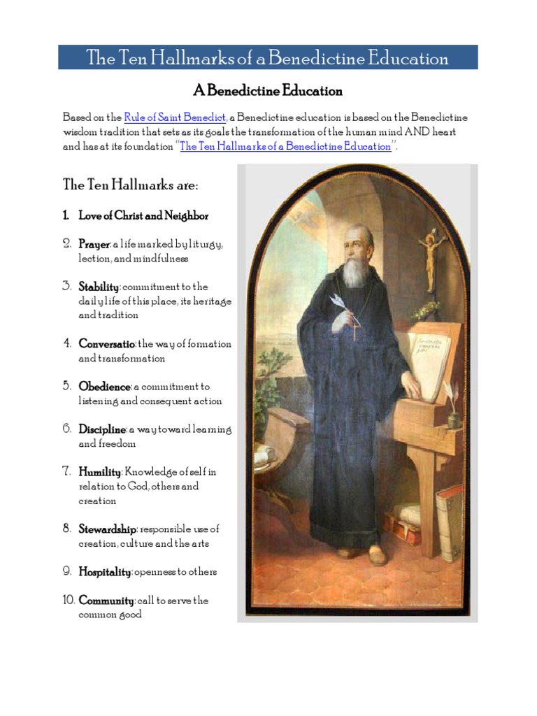 Ten Hallmarks of Benedictine Education | PDF
