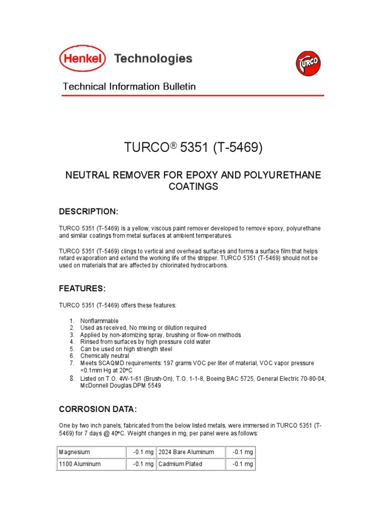 Turco 5351 (T-5469) : Neutral Remover For Epoxy and Polyurethane ...