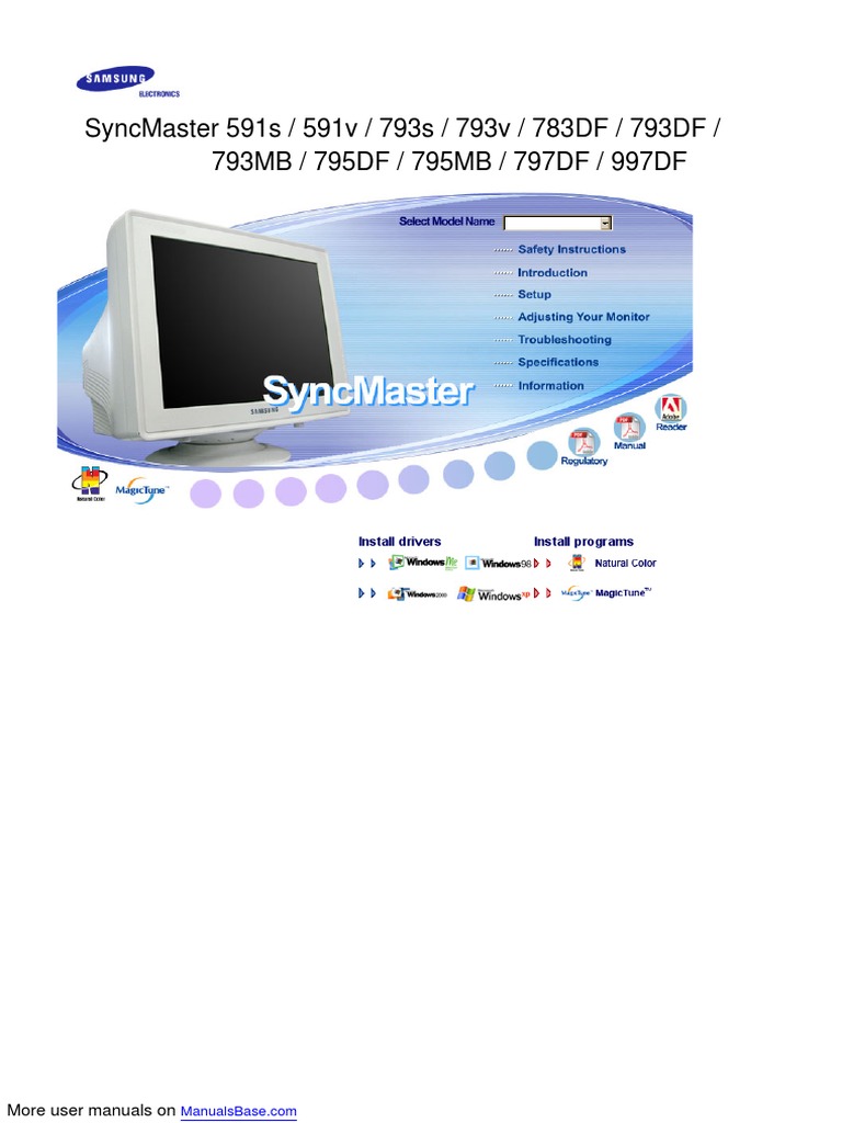 SyncMaster 793S | PDF | Electrical Connector | Computer Monitor