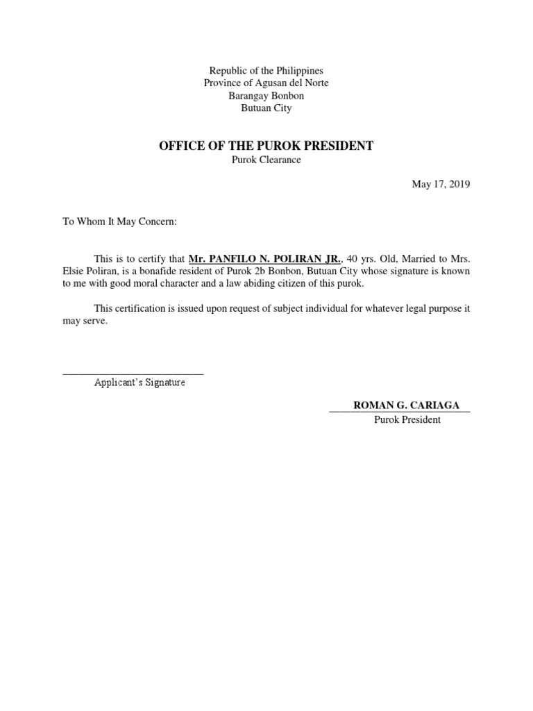 Purok Clearance | PDF