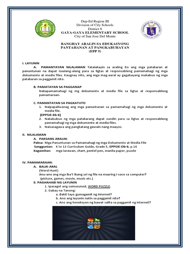 Semi-Lesson Plan EPP-ICT | PDF