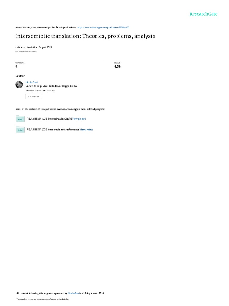 Example of Intersemiotic Translation | PDF | Translations | Semiotics