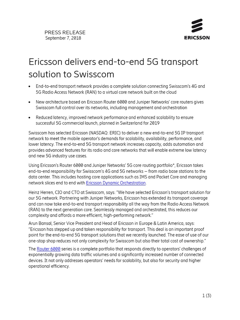 5G Transport | PDF | Ericsson | Computer Network