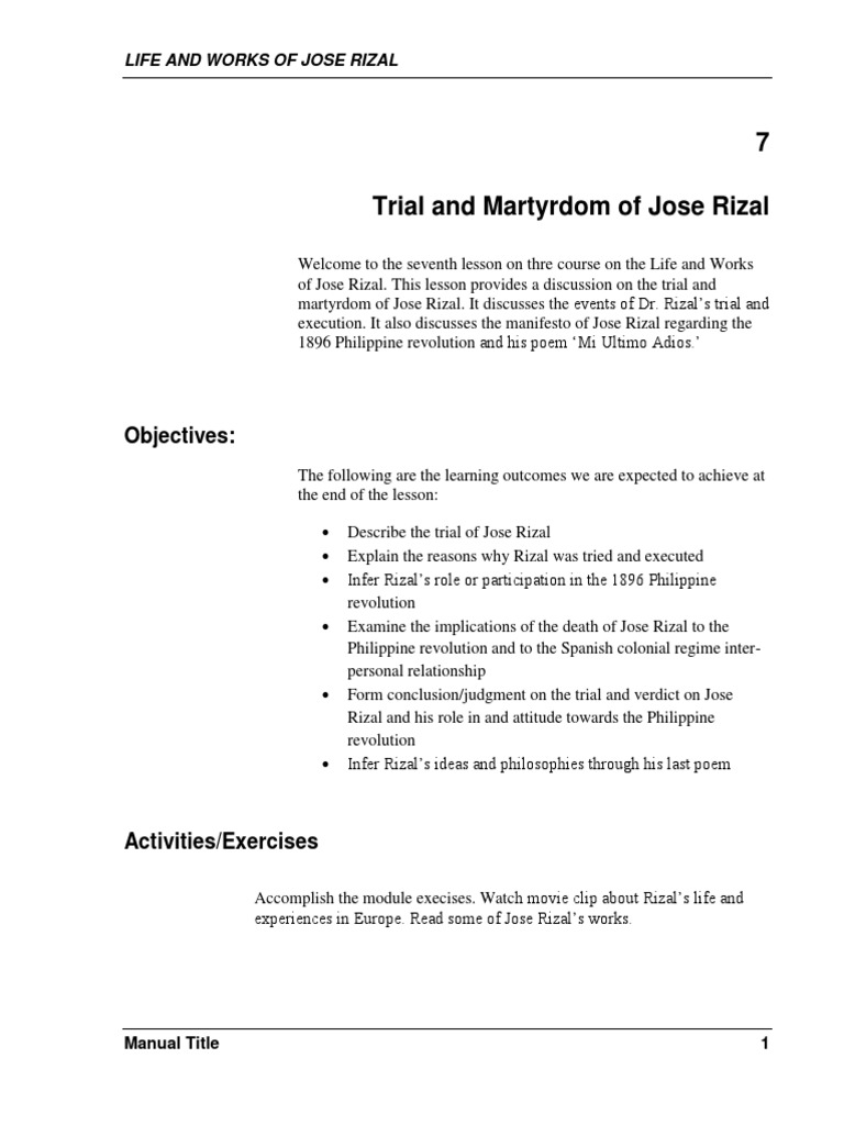 Trial and Martyrdom of Jose Rizal | PDF | Philippines
