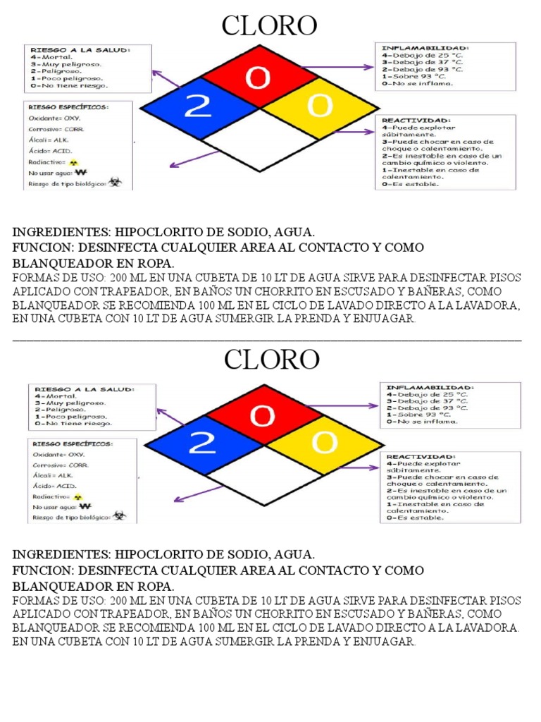 Etiqueta Seguridad Cloro | PDF | Industria química | Química de estado sólido