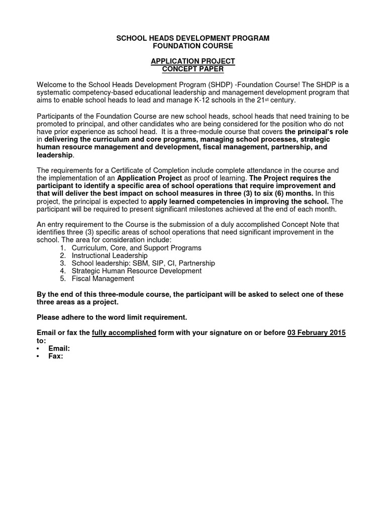 SHDP Application Project Concept OUT PUT | PDF | Teachers | Curriculum