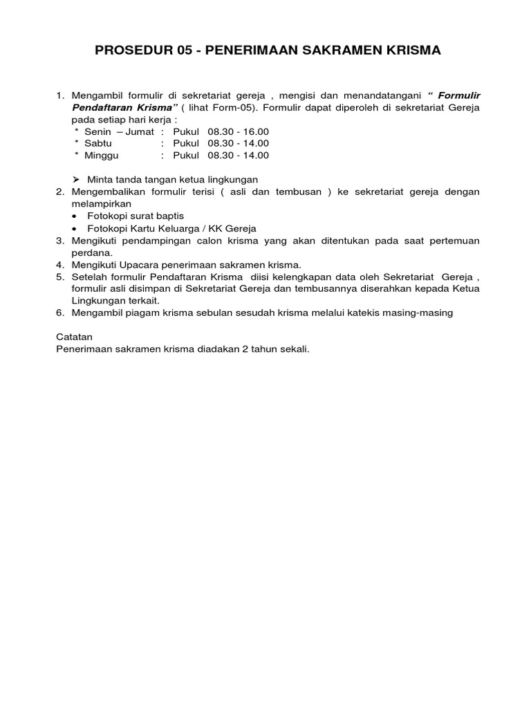 6 Formulir Penerimaan Krisma 1 | PDF