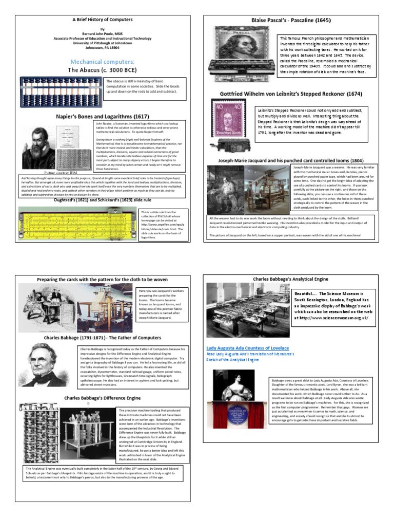 Mechanical Computers:: The Abacus (C. 3000 BCE) | PDF | Weaving | Loom