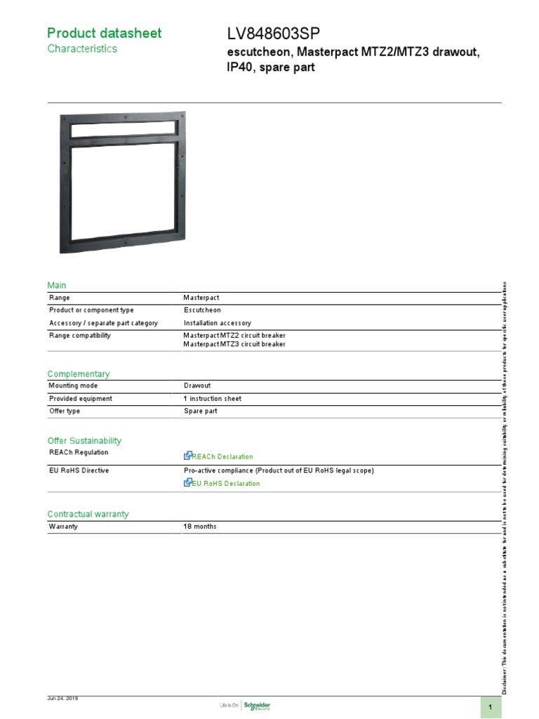 Masterpact MTZ2 Escutcheon Datasheet | PDF | Computers | Technology ...