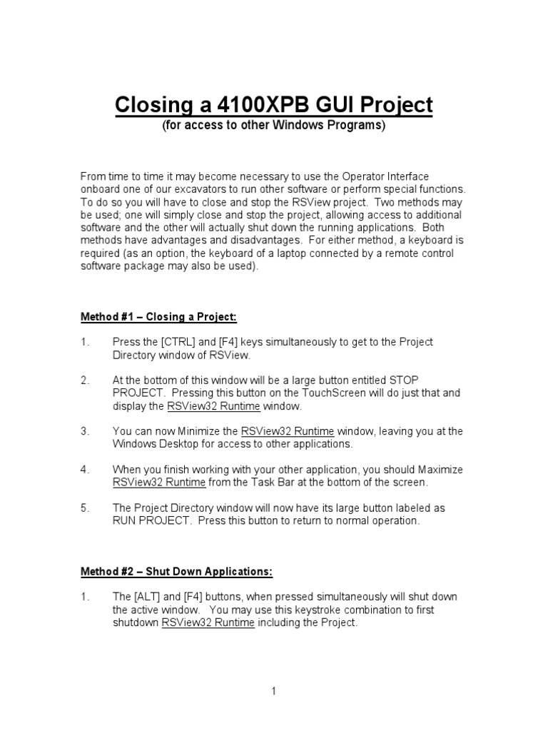 Closing A 4100XPB GUI Project: (For Access To Other Windows Programs ...