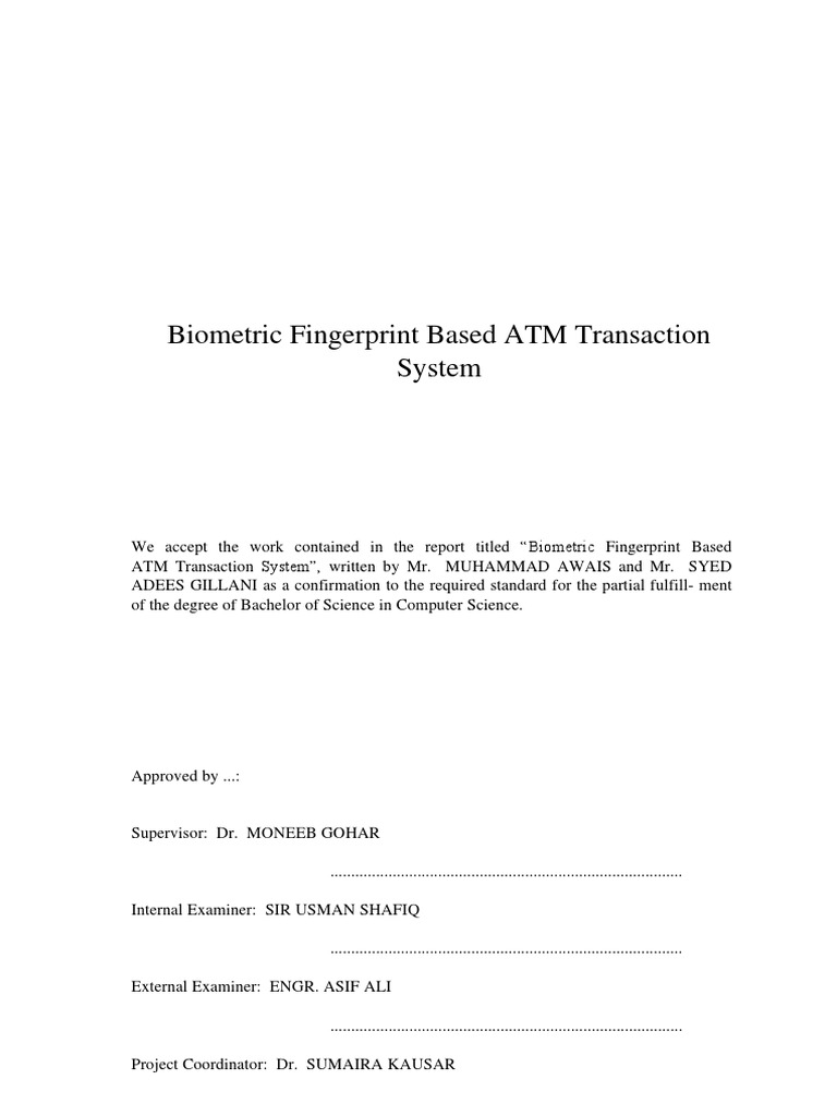 Biometric Fingerprint Based ATM Transaction System | PDF | Biometrics ...