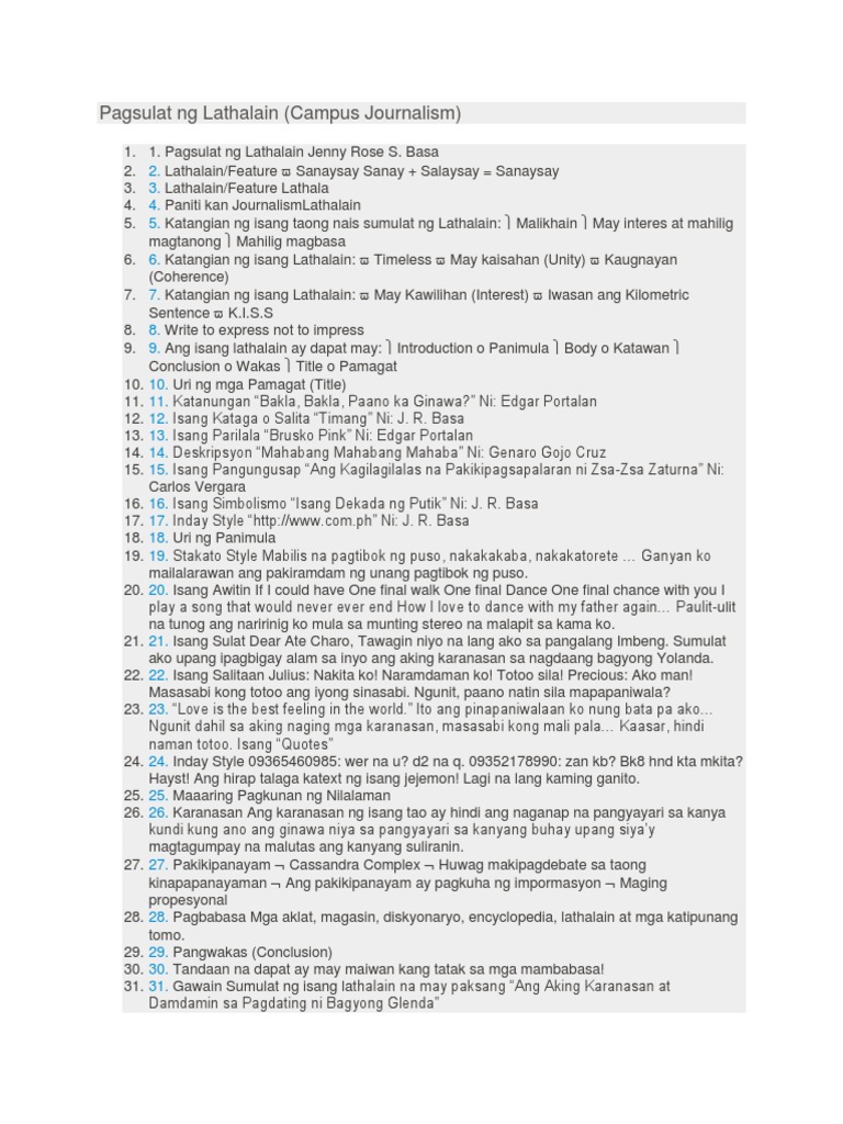 Pagsulat NG Lathalain | PDF