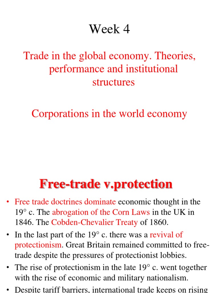 Trade in The Global Economy. Theories, Performance and Institutional ...