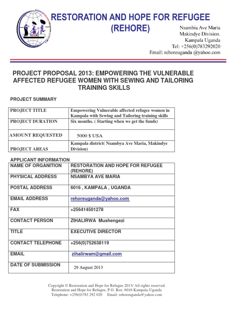 Project Proposal 2013: Empowering The Vulnerable Affected Refugee Women ...