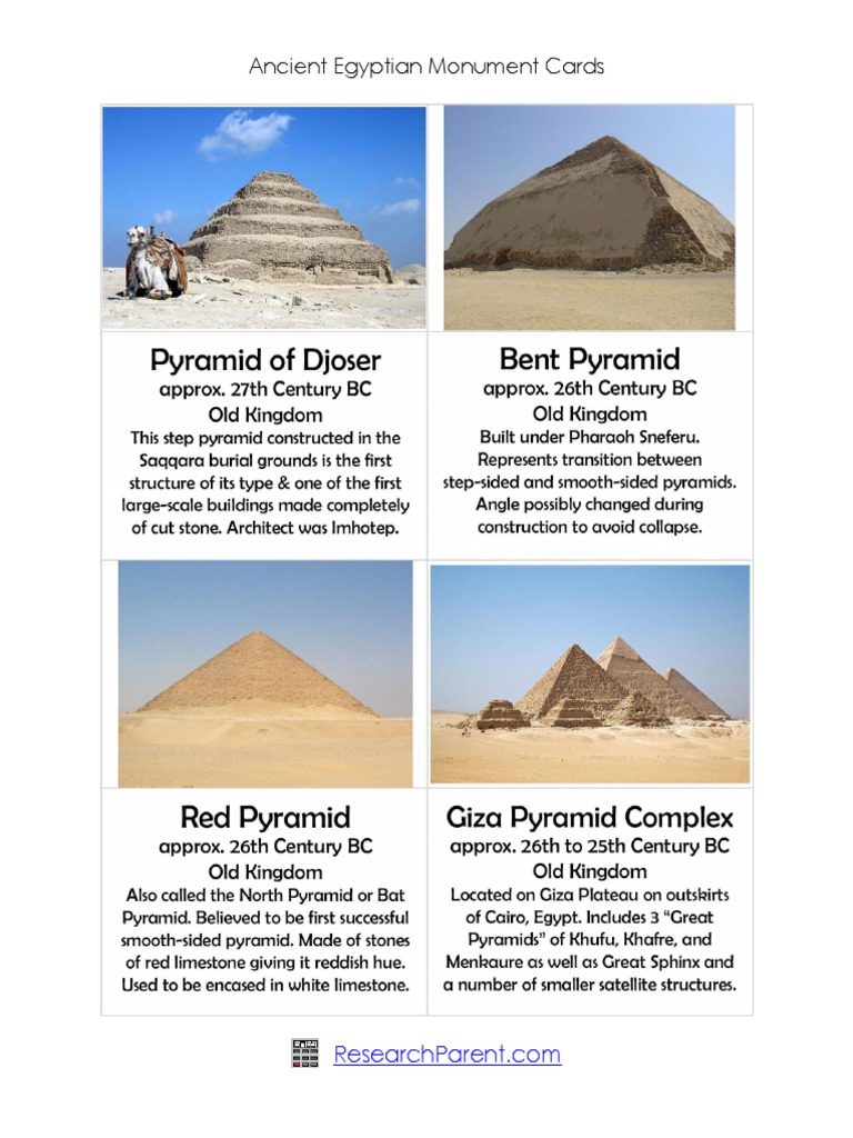 Ancient Egyptian Monument Cards | PDF | Egyptian Pyramids | Creative ...