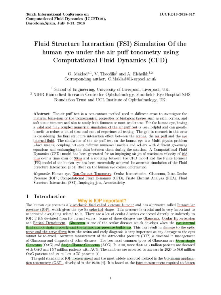 Elsheikh CFD EYE | PDF | Computational Fluid Dynamics | Glaucoma