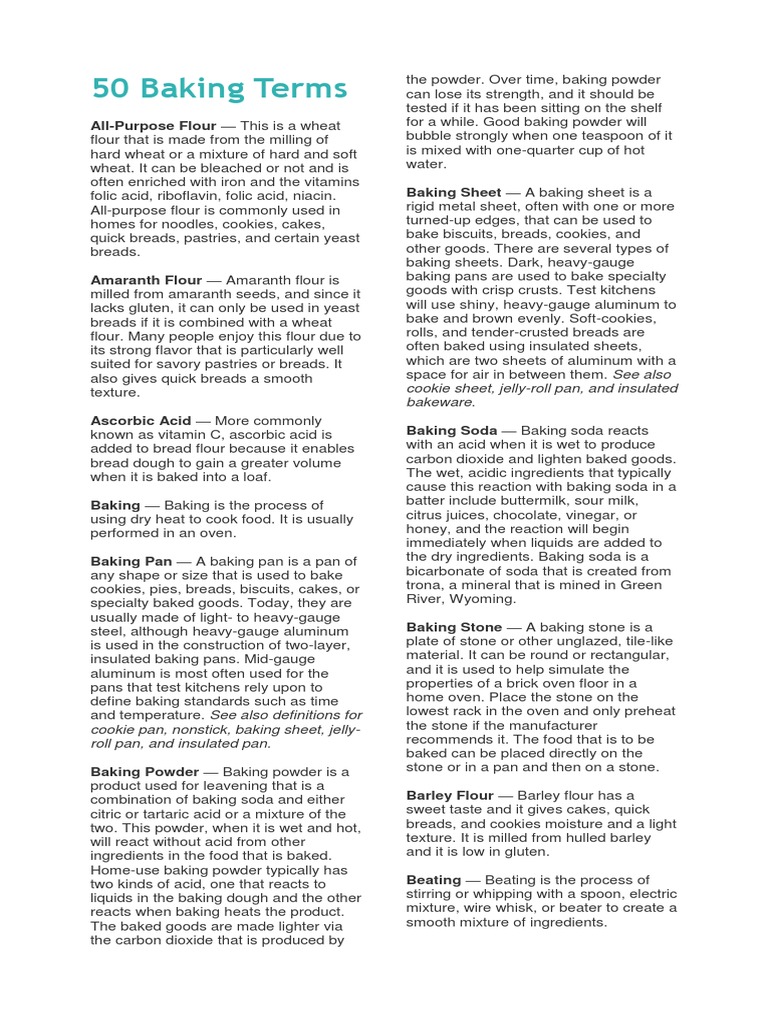 50 Baking Terms | PDF | Flour | Breads