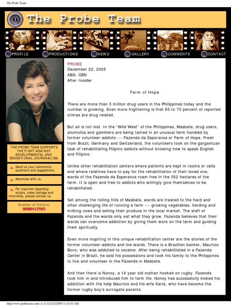 Probe: Profile Productions News Gallery Comments Contact | PDF | Drug ...