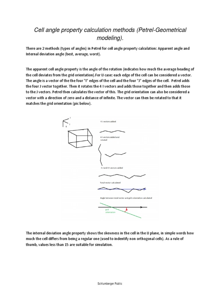Cell Angle Property Calculation Methods (Petrel-Geometrical Modeling) | PDF