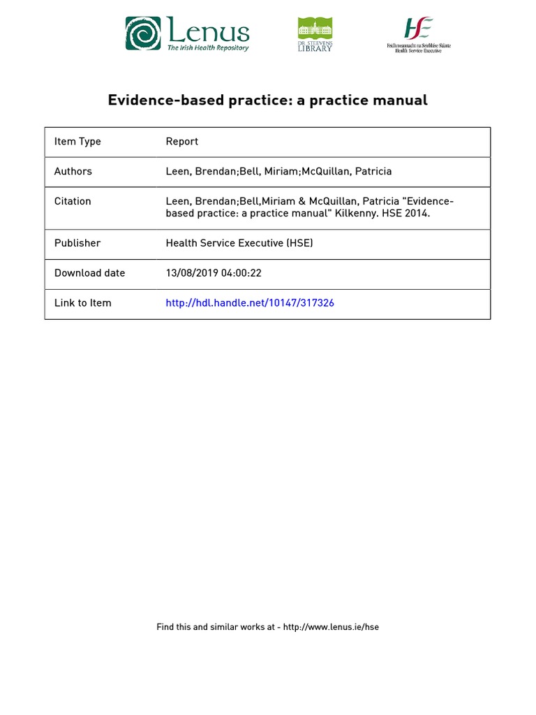 EBP Manual | PDF | Evidence Based Medicine | Evidence Based Practice