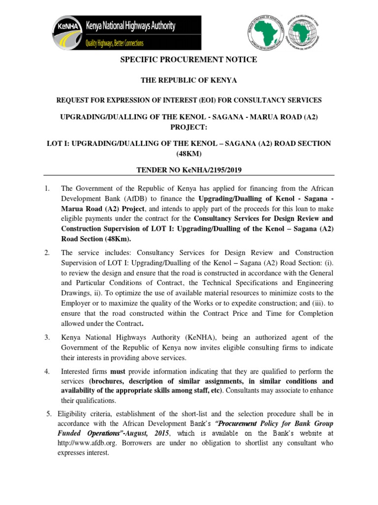 Specific Procurement Notice: Request For Expression of Interest (Eoi ...