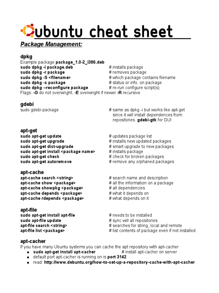 Ubuntu Cheat Sheet PDF | PDF | Utility Software | Computer Architecture
