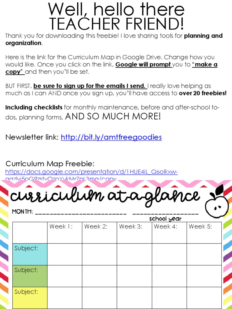 Editable Curriculum Map FREE | PDF