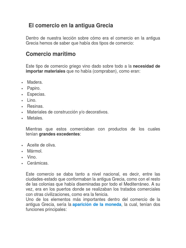 Comercio en la Antigua Grecia | PDF
